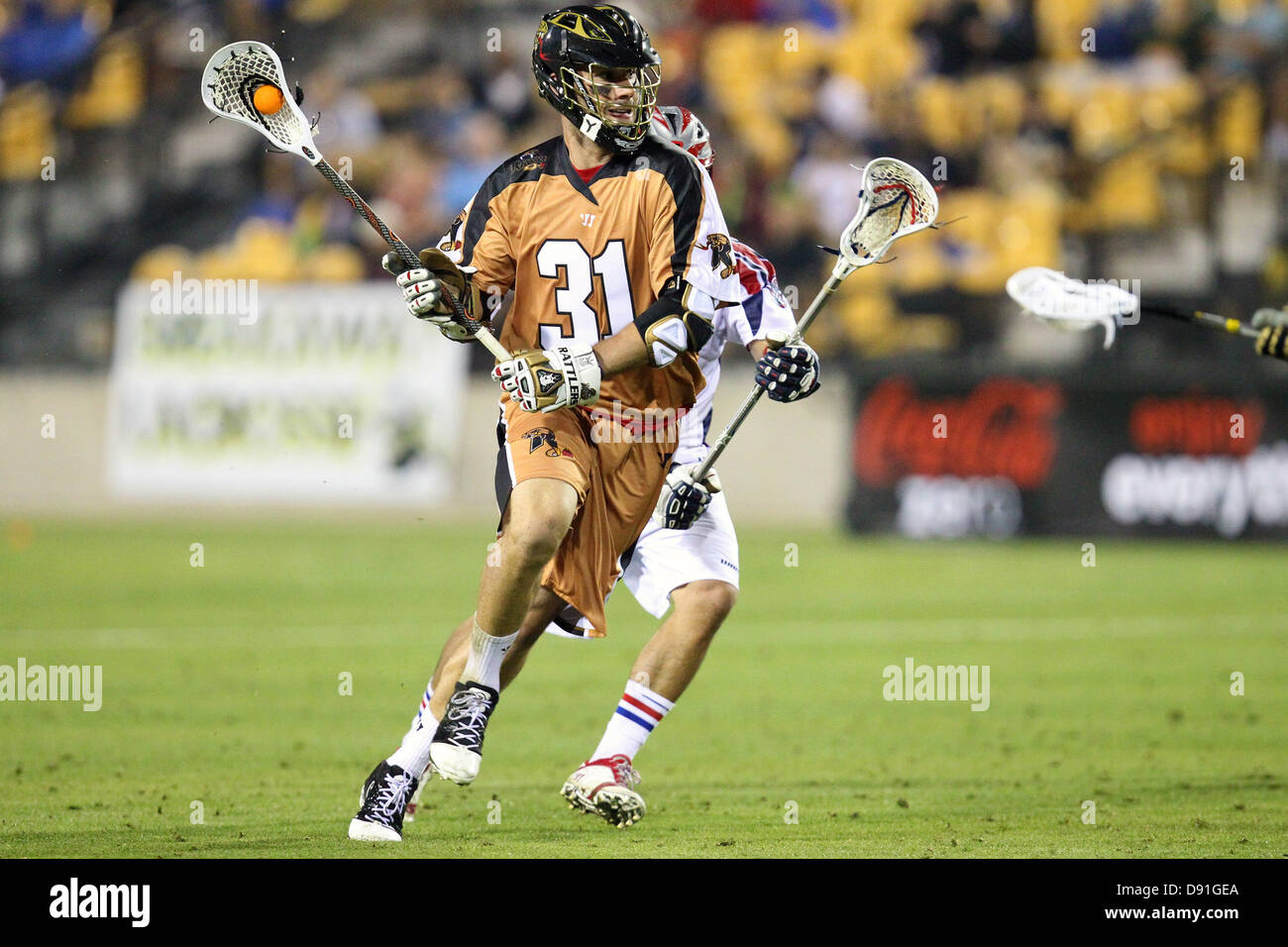 June 7, 2013: Rochester's John Ranagan (31) drives against Boston's ...