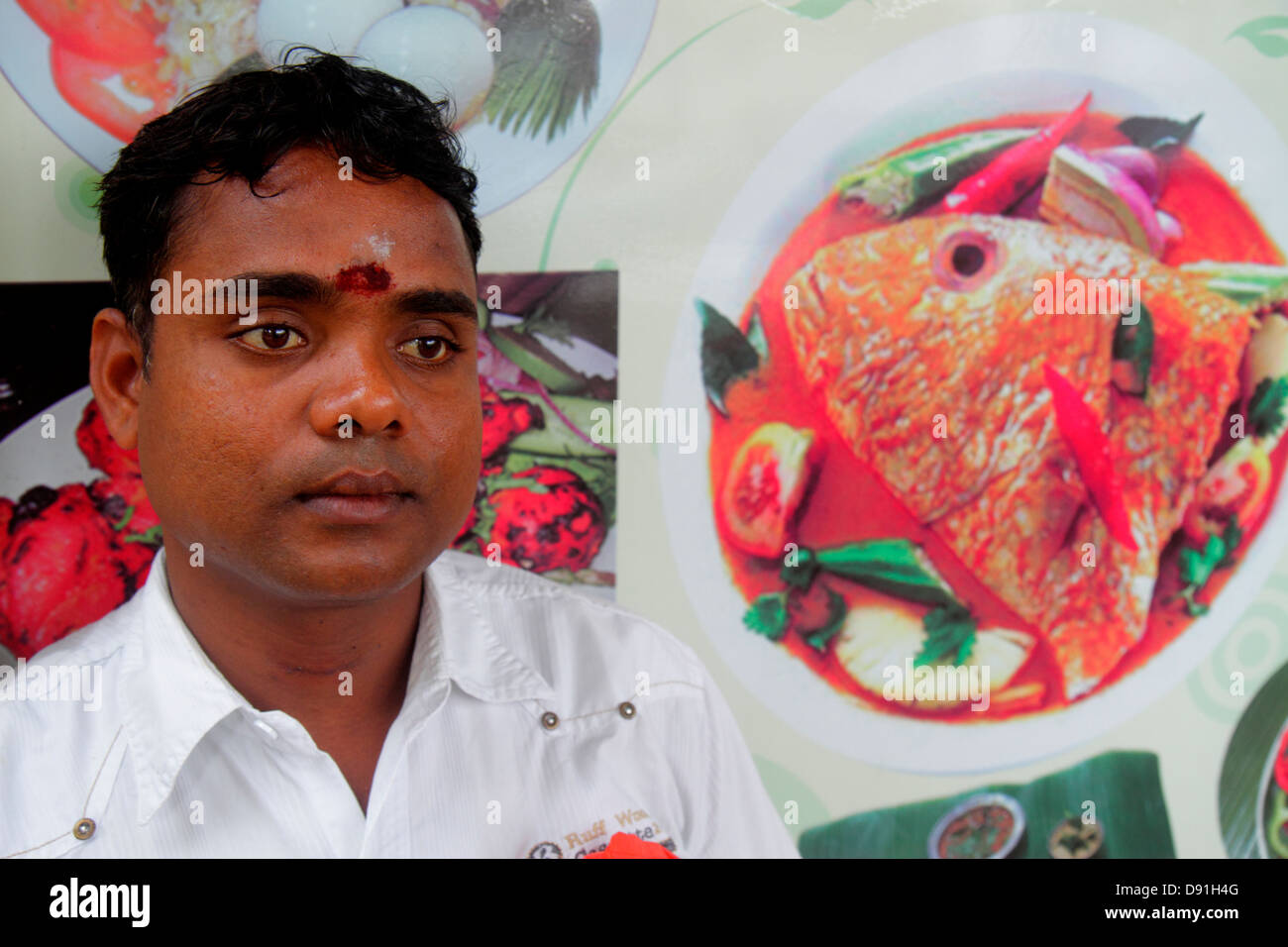 Singapore Little India Serangoon Road Asian man Hindu bindi red dot ...