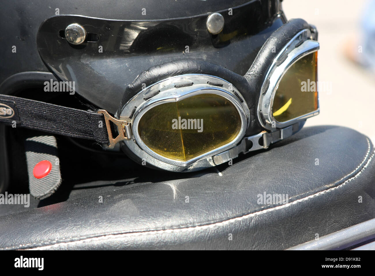 Classic motorbike helmet uk hi-res stock photography and images - Alamy