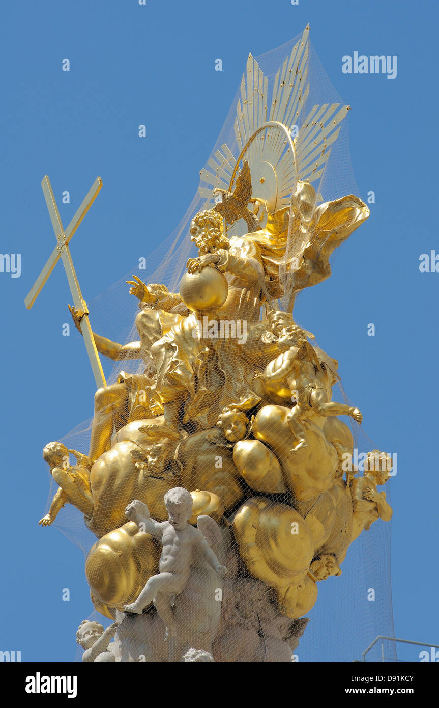 detail of the plague column with cross Stock Photo - Alamy