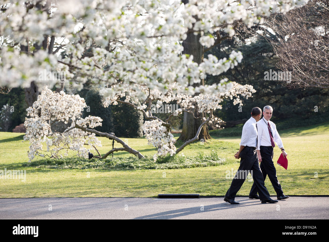 President Barack Obama and Chief of Staff Denis McDonough walk along ...
