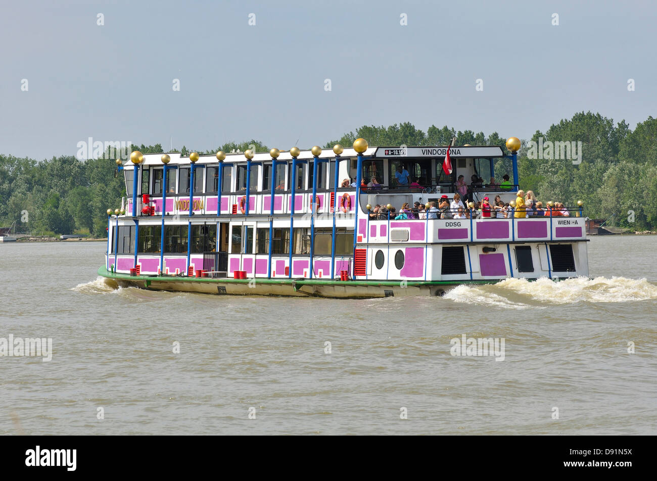 Vienna Danube boat trip Stock Photo - Alamy