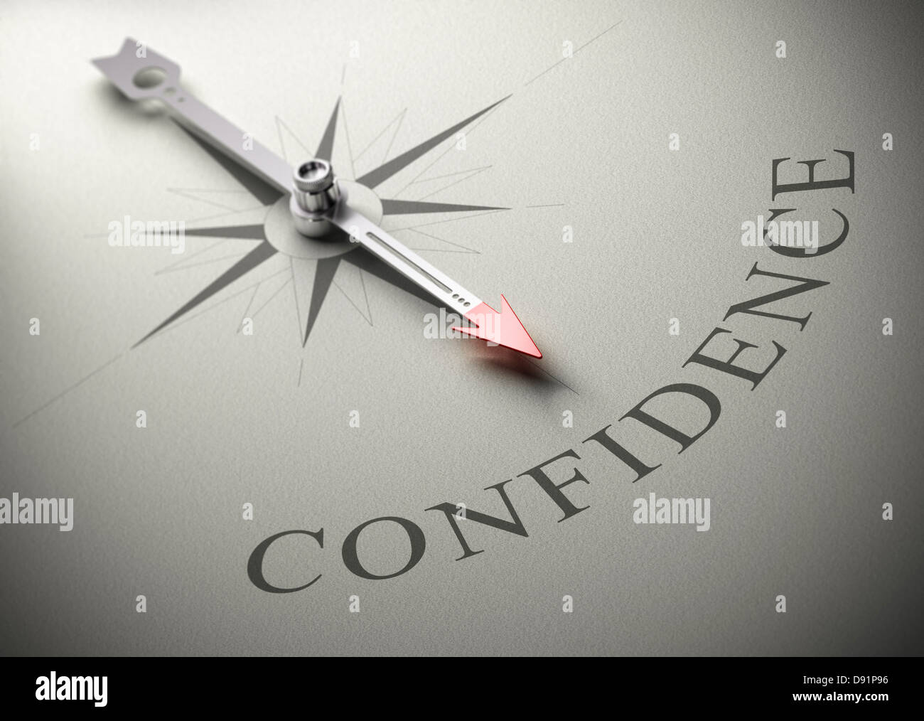Needle of a compass pointing the word confidence, 3D render, concept ...