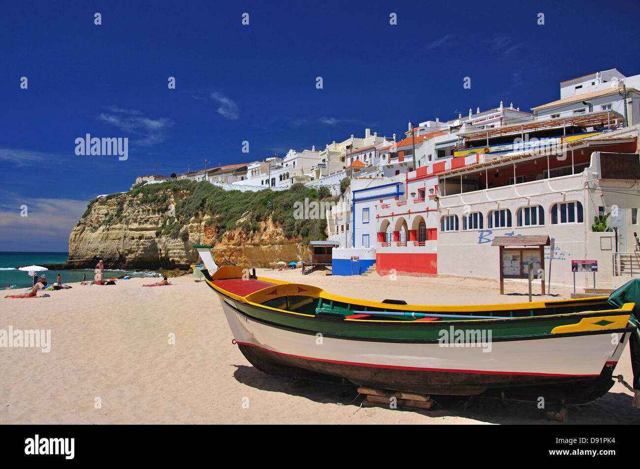 Beach resort view, Praia de Carvoeiro, Carvoeiro, Algarve Region ...