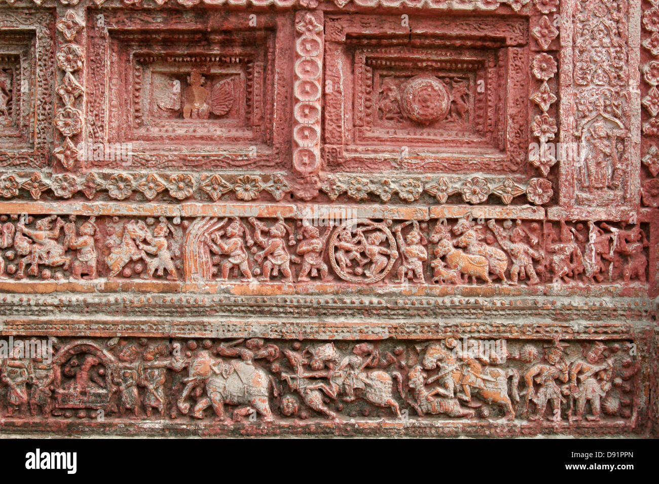 Intricate terracotta designs embellishing the surface of Govinda Temple ...