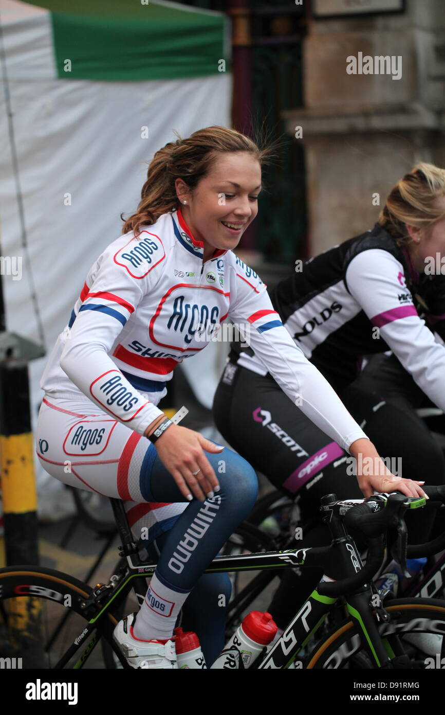 London, UK. 8th June, 2013. Lucy Garner warming up before the elite ...