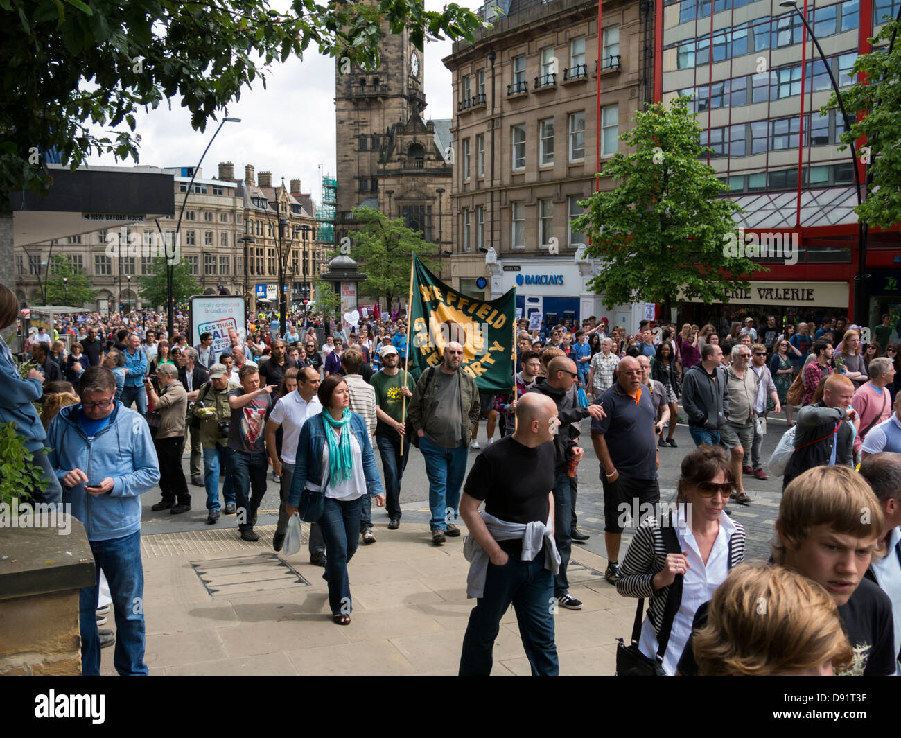 Large crowds of anti fascist supporters protesting against EDL presence ...