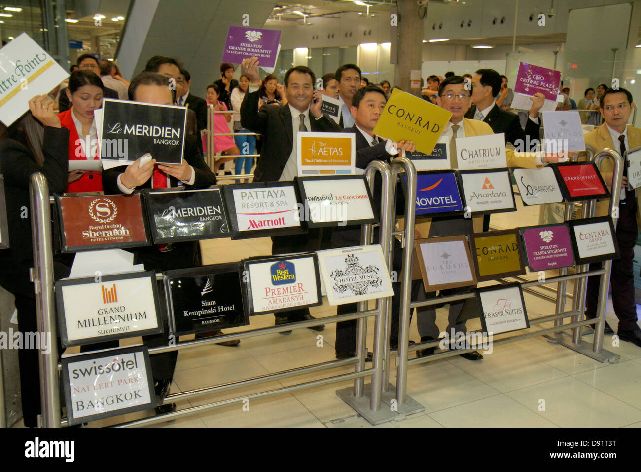 Thailand,Thai,Bangkok,Suvarnabhumi International Airport,BKK,signs ...