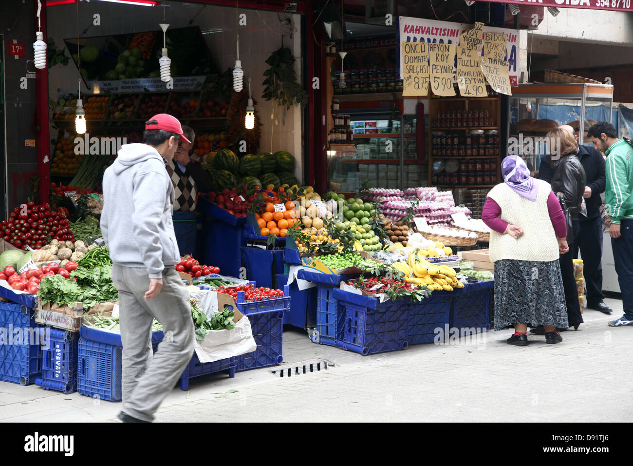 A shop display of fruit of vegetables outside a shop in Pendic ...