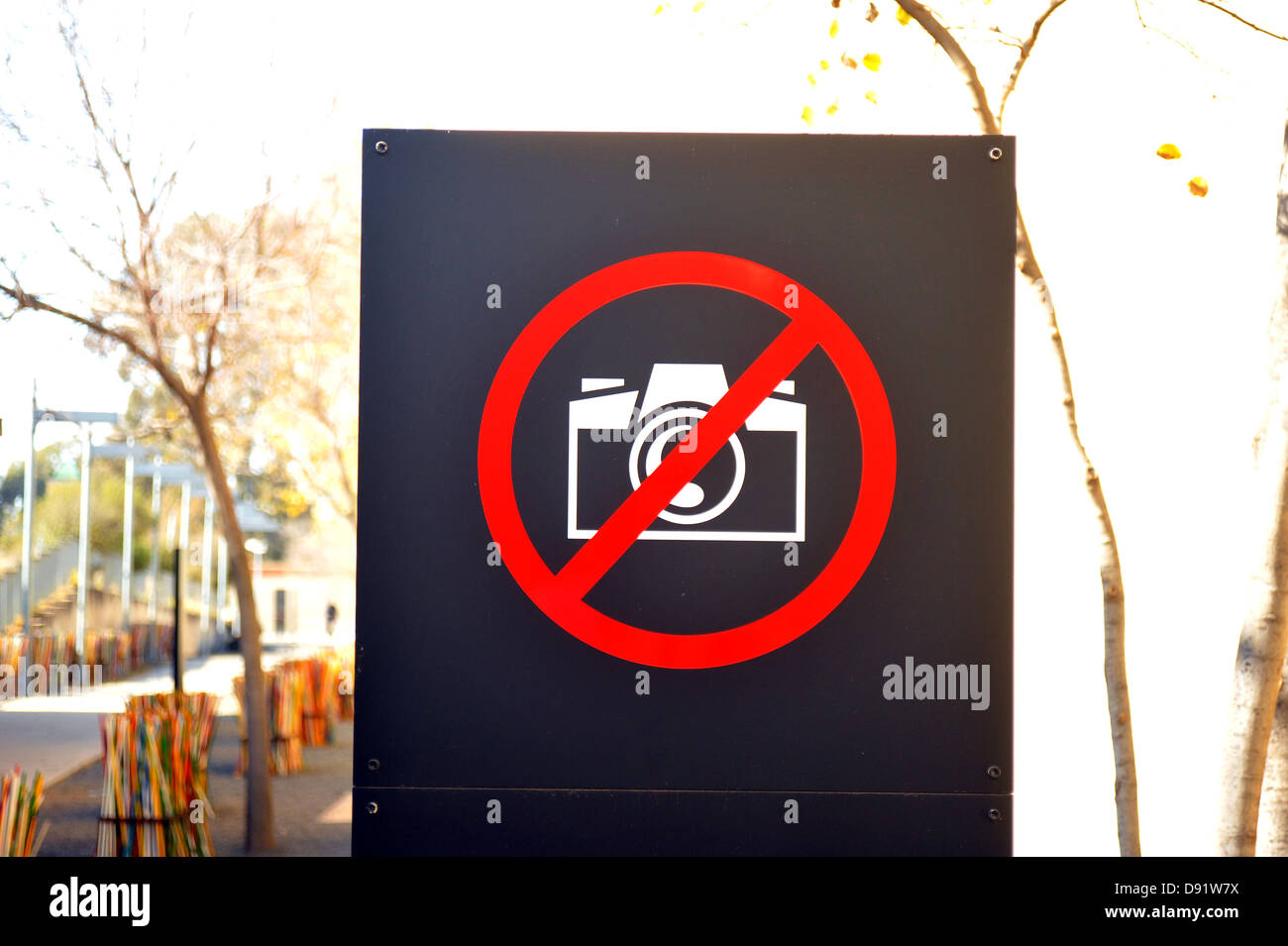 A sign warning people not to use their cameras Stock Photo - Alamy