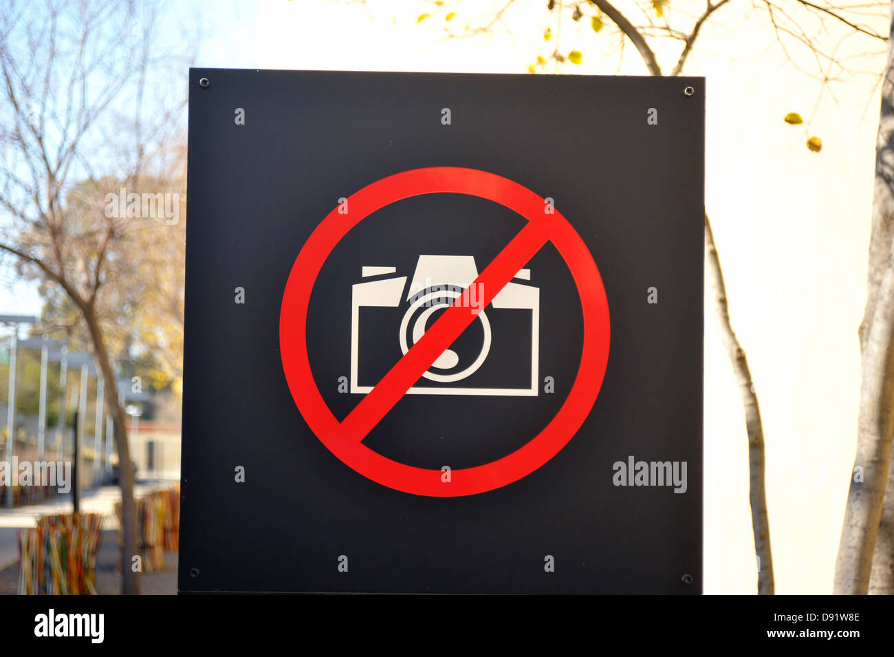 A sign warning people not to use their cameras Stock Photo - Alamy