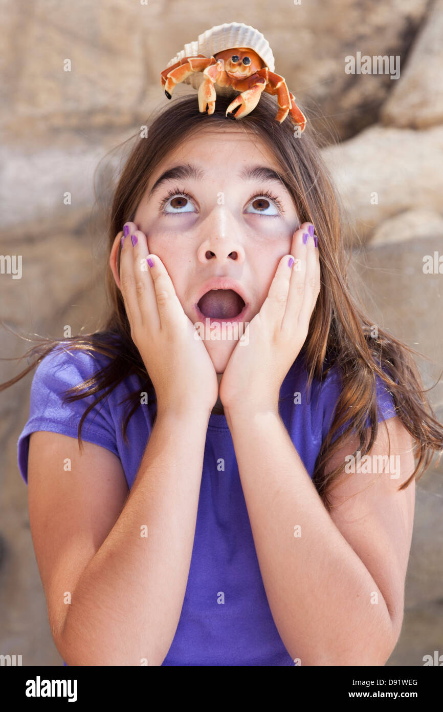 Young Pretty Girl Playing with Toy Hermit Crab Stock Photo - Alamy