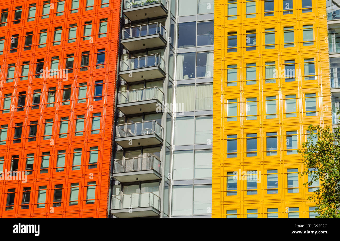 Colorful buildings photographed from Denmark Street. London, England ...