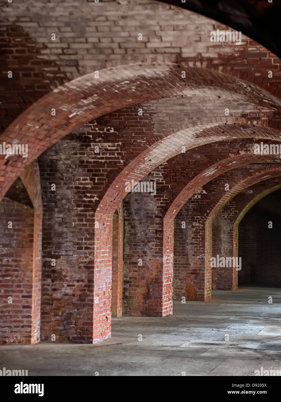 The brick supporting arches of Fort Point under the Golden Gate Bridge ...