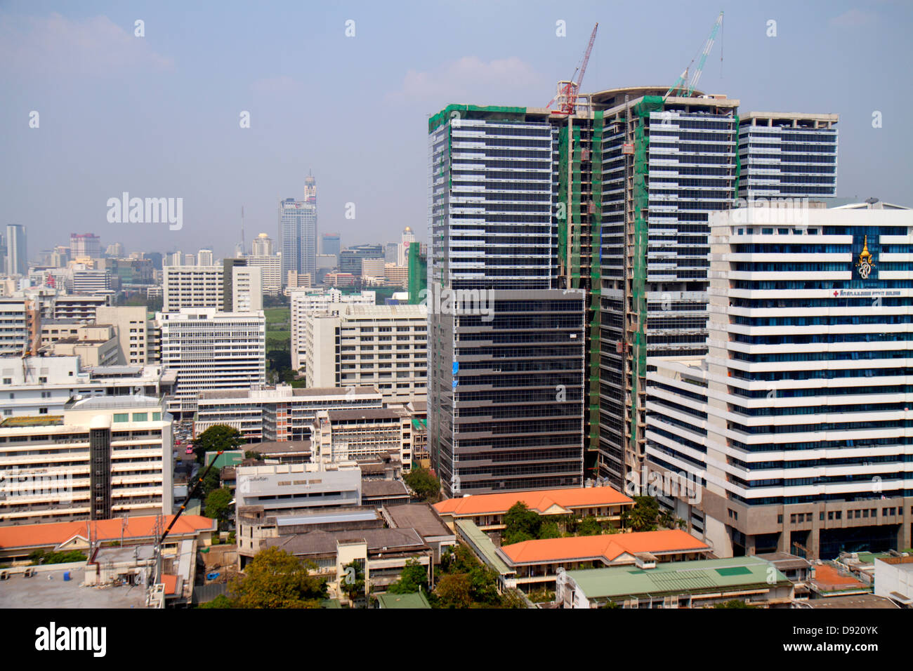 Bangkok Thailand,Thai,Silom,Rama IV Road,aerial overhead view from ...
