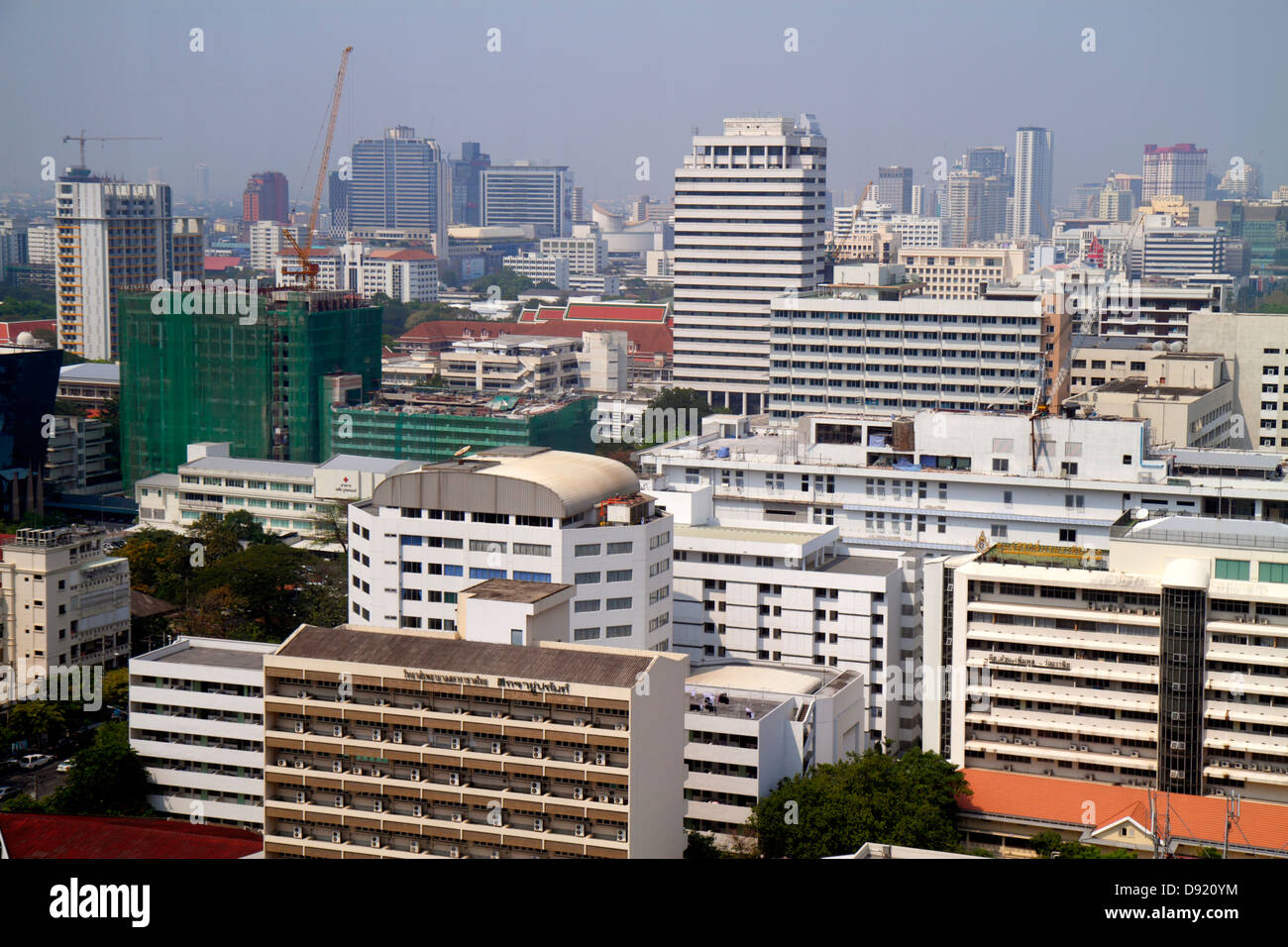 Bangkok Thailand,Thai,Silom,Rama IV Road,aerial overhead view from ...