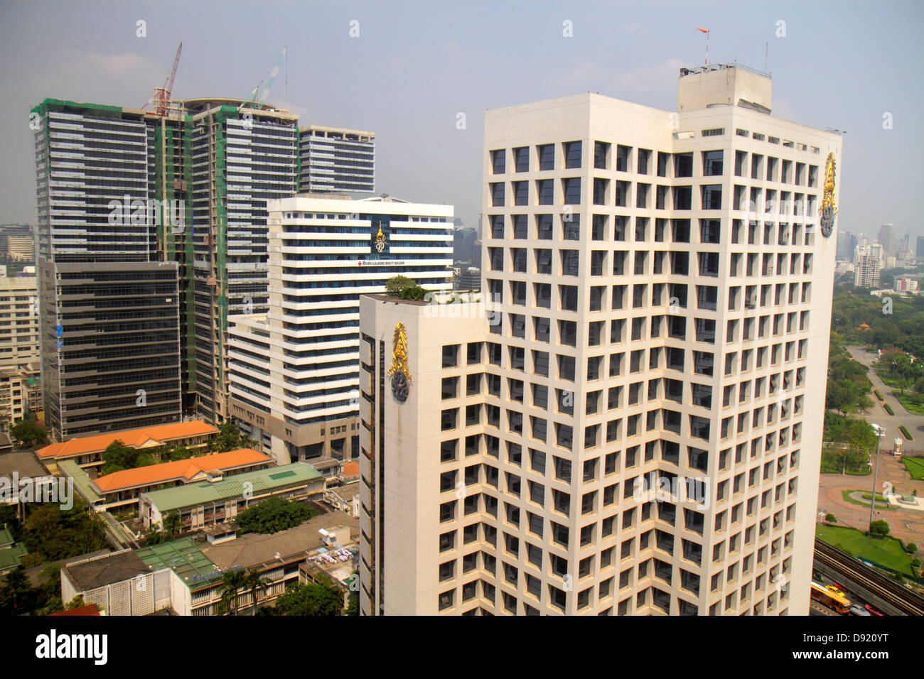 Bangkok Thailand,Thai,Silom,Rama IV Road,aerial overhead view from ...