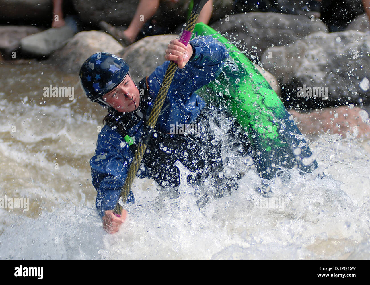 June 8, 2013: Rowan Stuart competes in the women's kayak freestyle ...