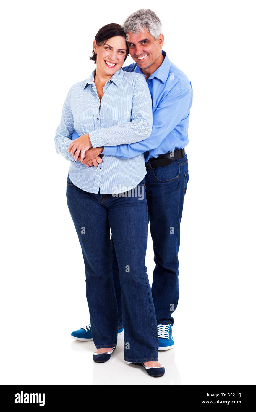 happy middle aged couple embracing isolated on white background Stock ...