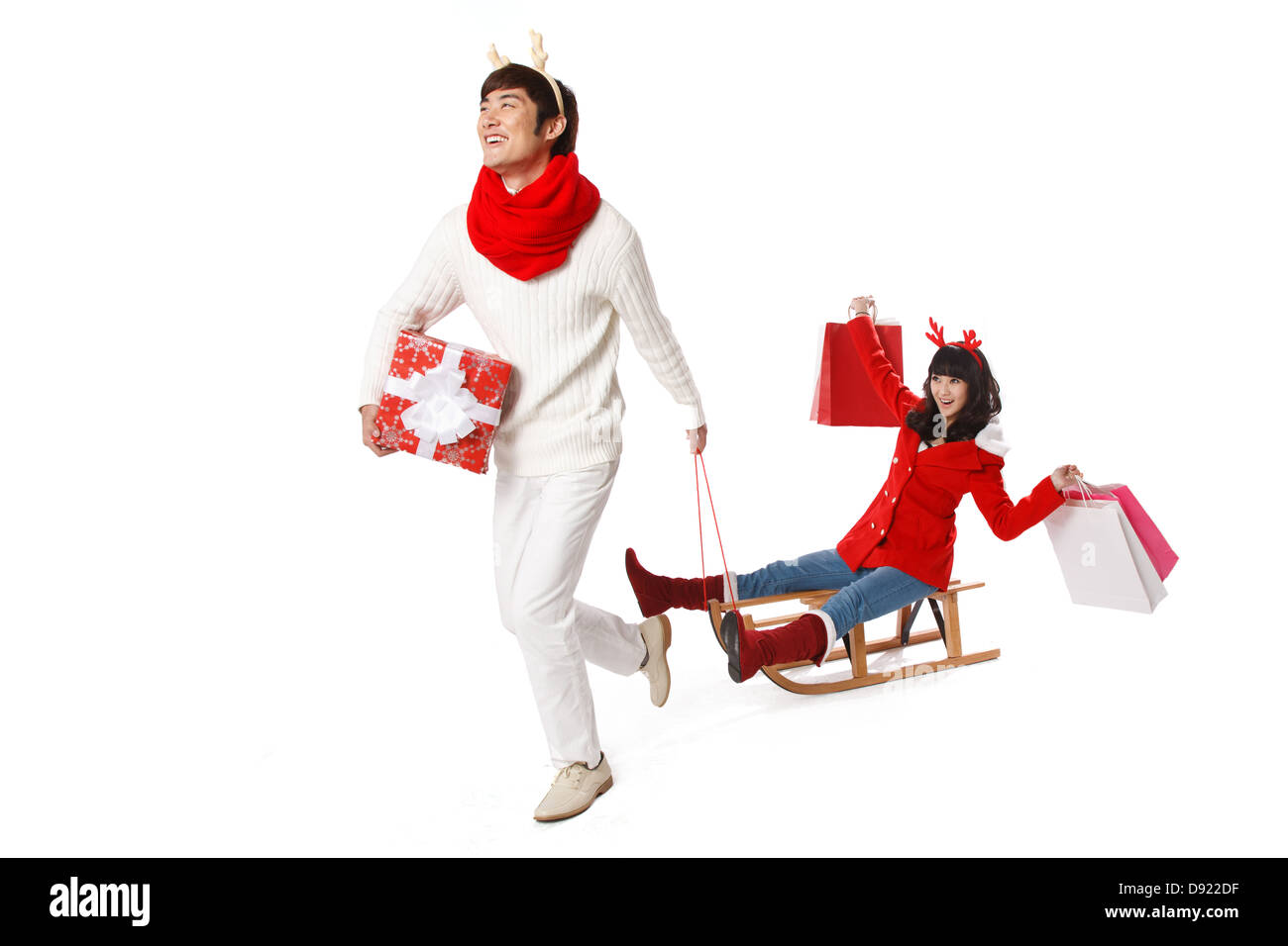 Woman red hat sitting Cut Out Stock Images & Pictures - Alamy