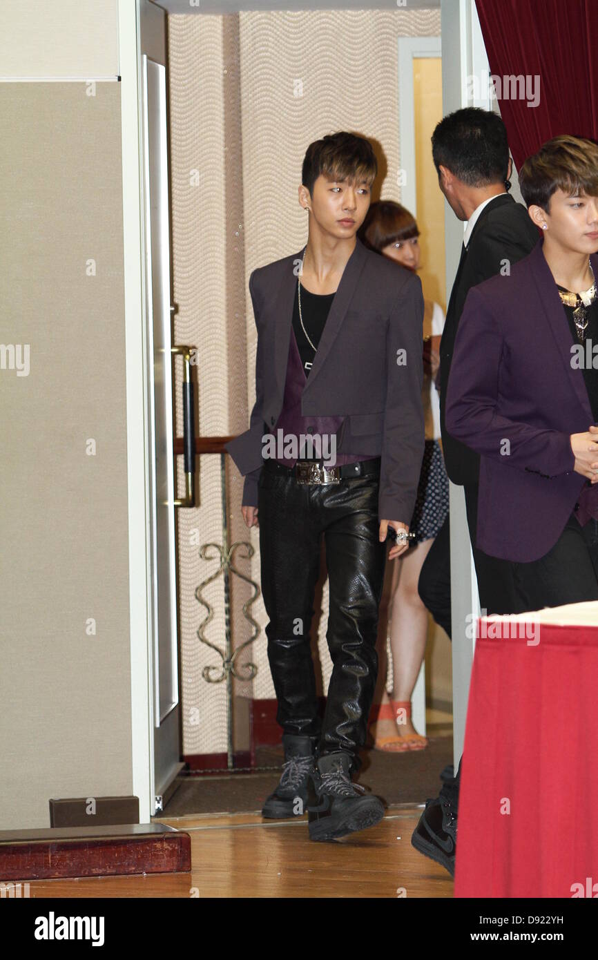 South Korean boy group B.A.P held press conference of their upcoming ...