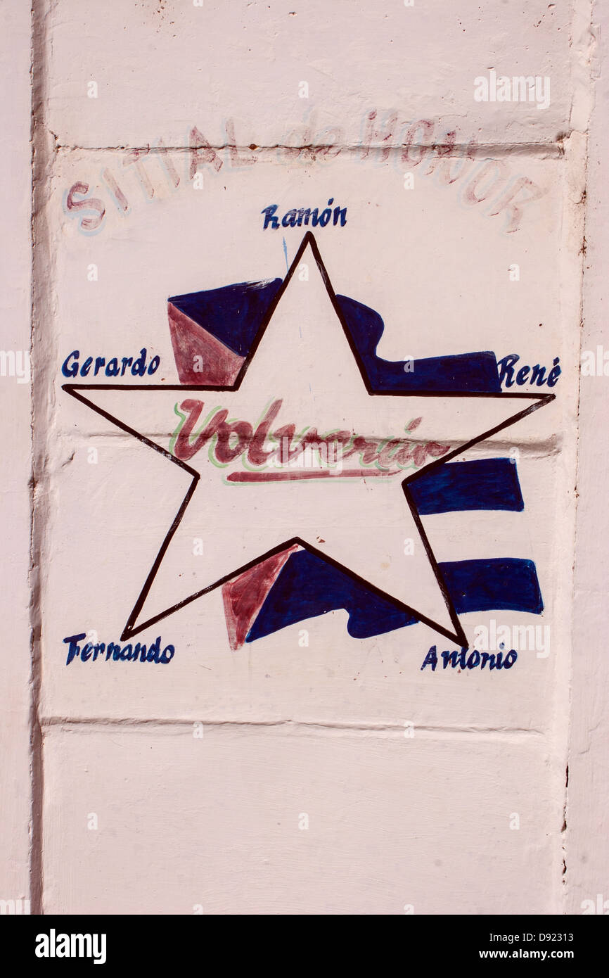 The Cuban star painted on a wall with each point representing one of ...