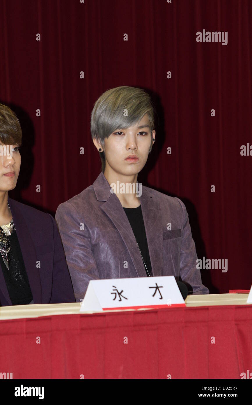 South Korean boy group B.A.P held press conference of their upcoming ...