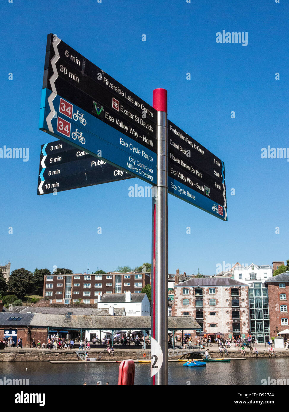 Sign showing distances to parts of Exeter from the Quay beside the ...
