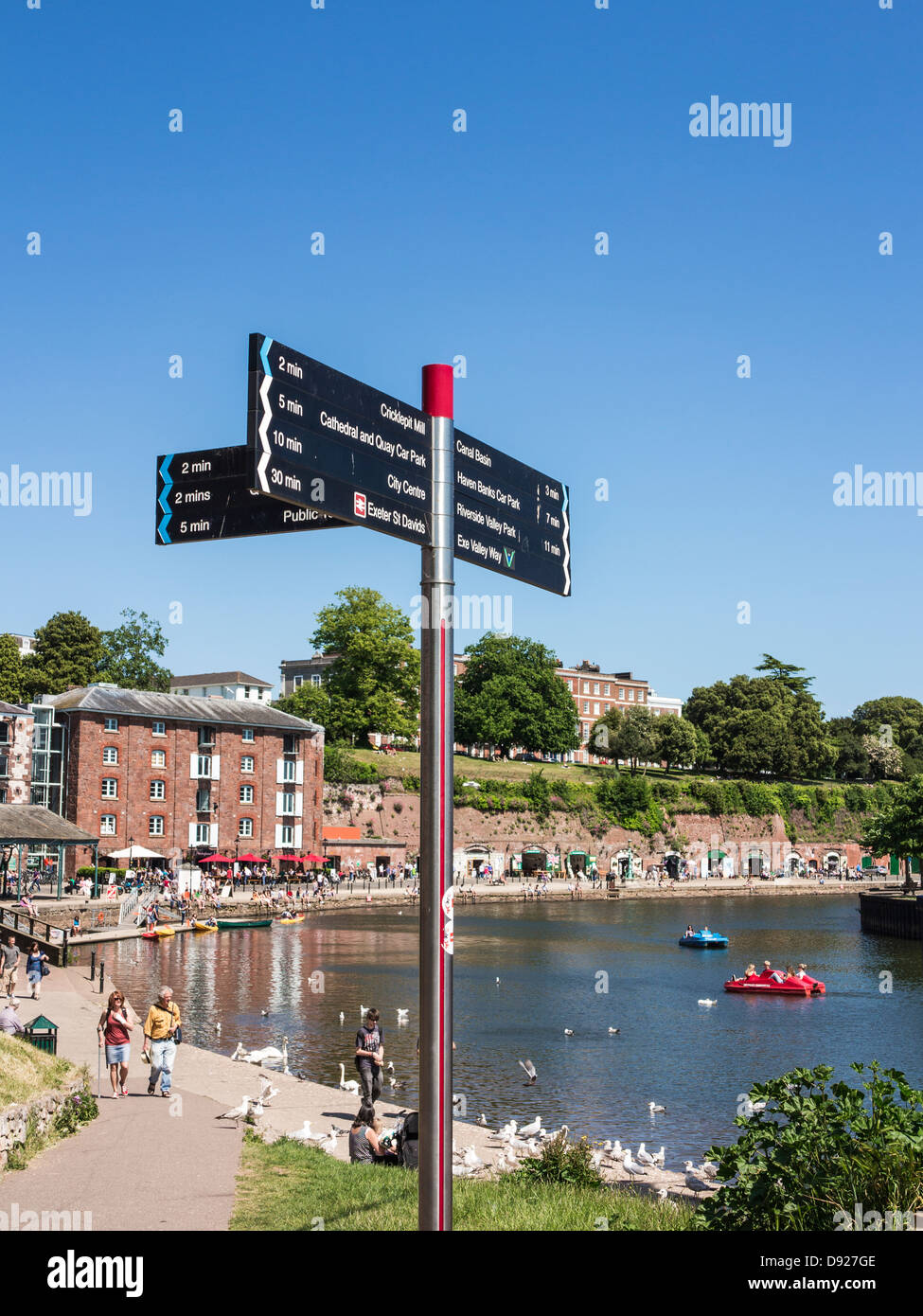 Sign showing distances to parts of Exeter from the Quay beside the ...