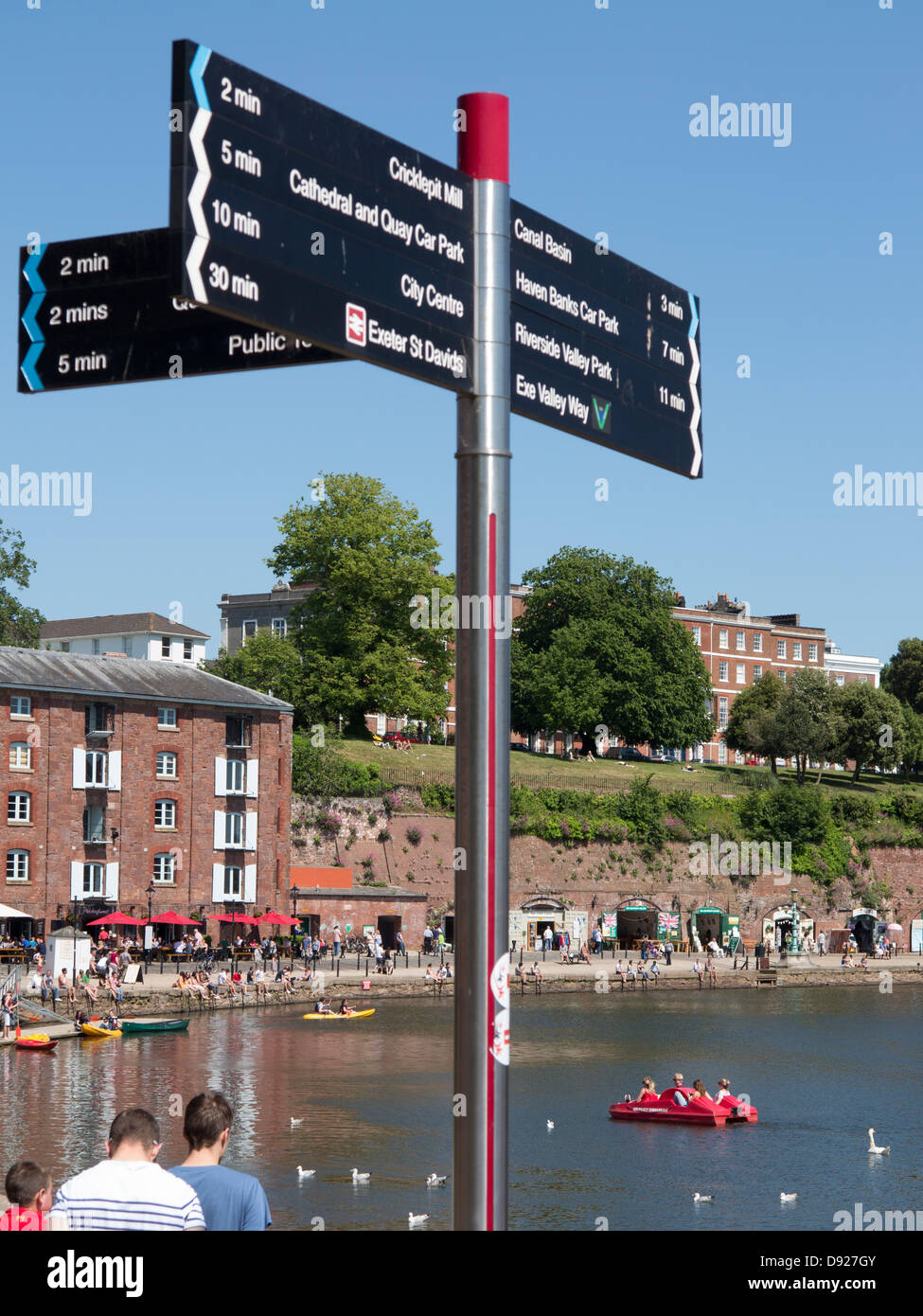 Sign showing distances to parts of Exeter from the Quay beside the ...