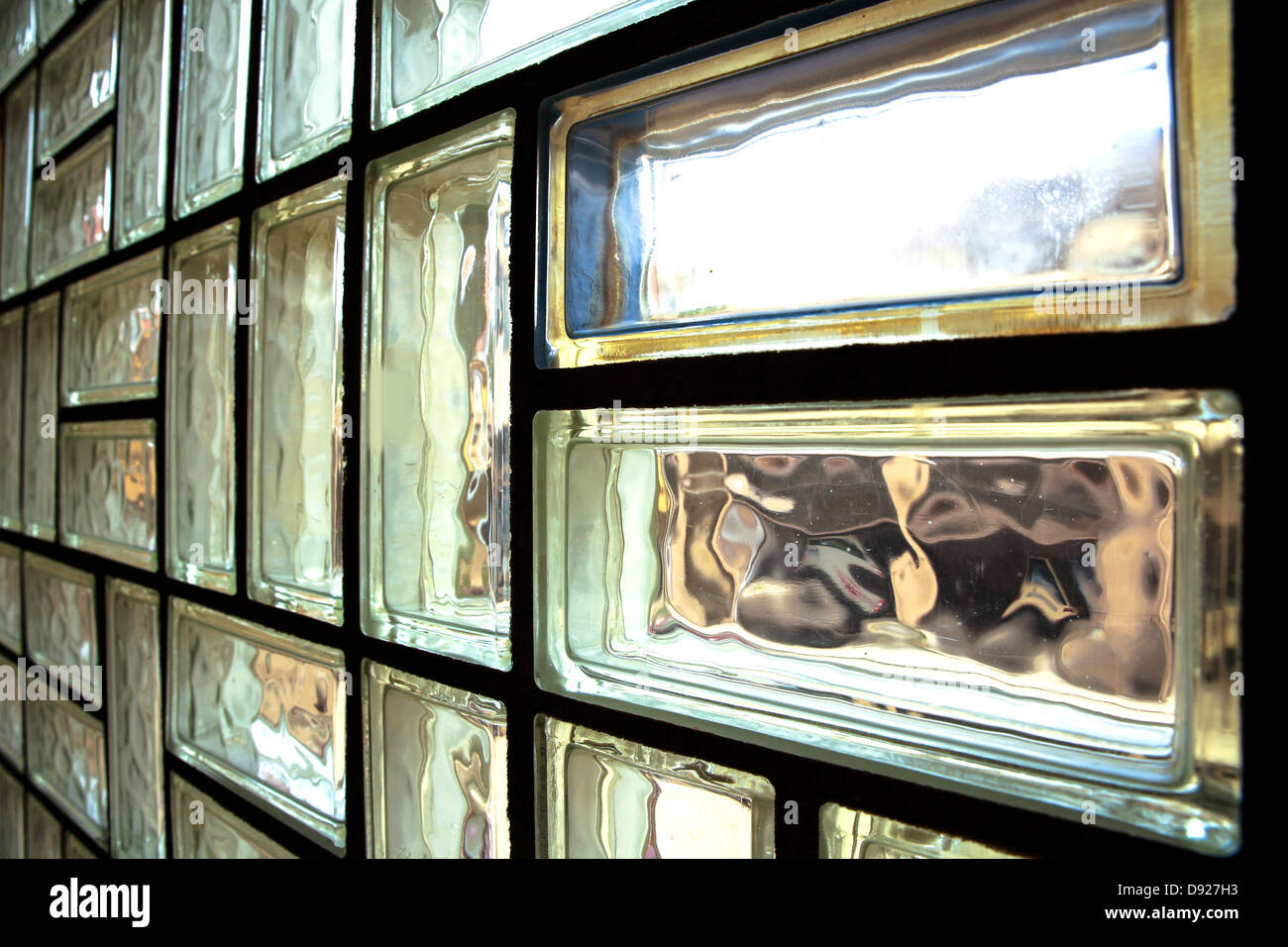 A glass brick wall background. Architecture interior Stock Photo - Alamy