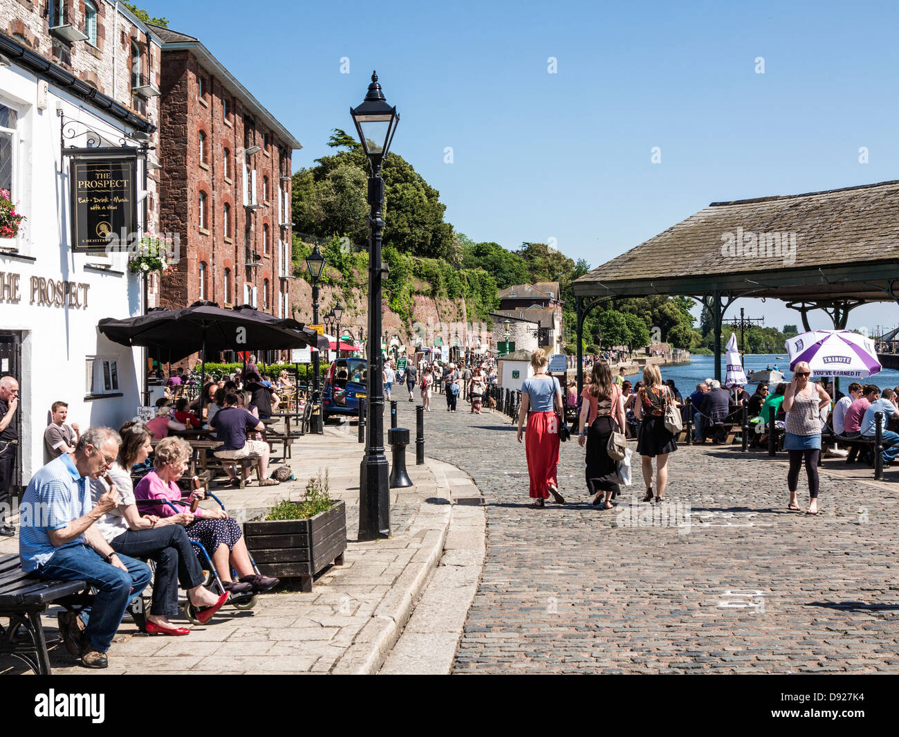 The Prospect Pub on Exeter Quay during the summer, Exeter, Devon ...