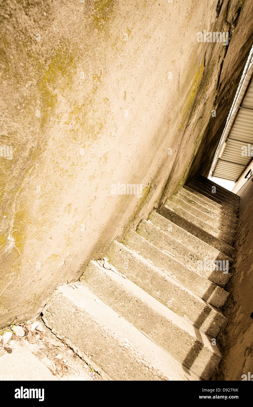 Old concrete stairs between two walls Stock Photo - Alamy