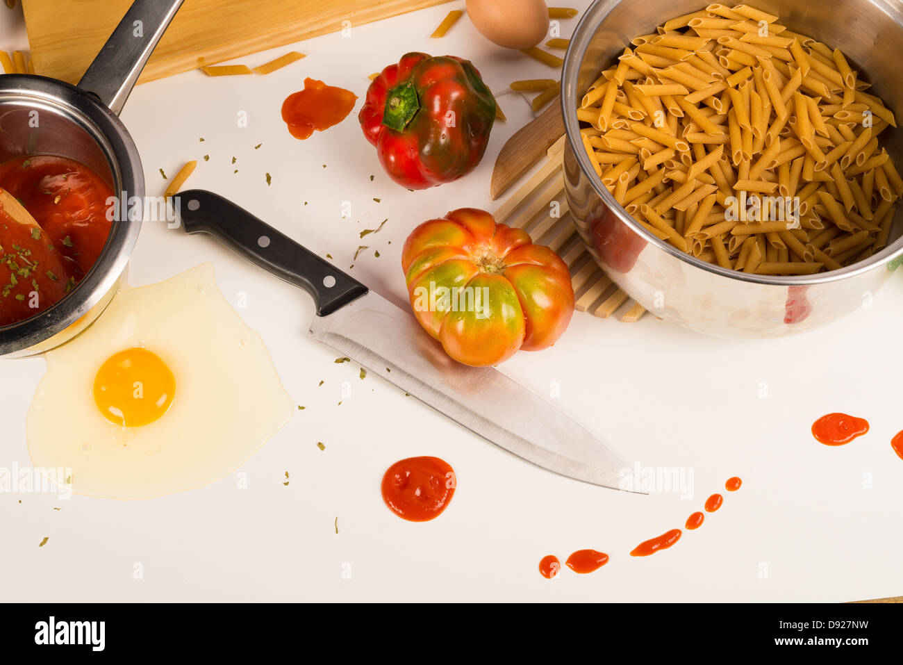 Terrible mess left by some very untidy cook Stock Photo - Alamy