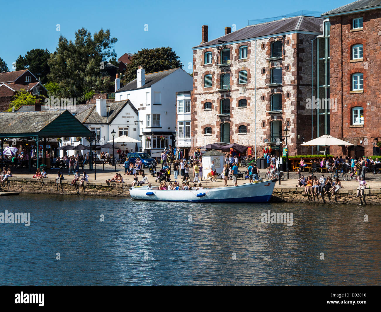 Summer on Exeter Quay beside the river Exe, Exeter, Devon, England ...