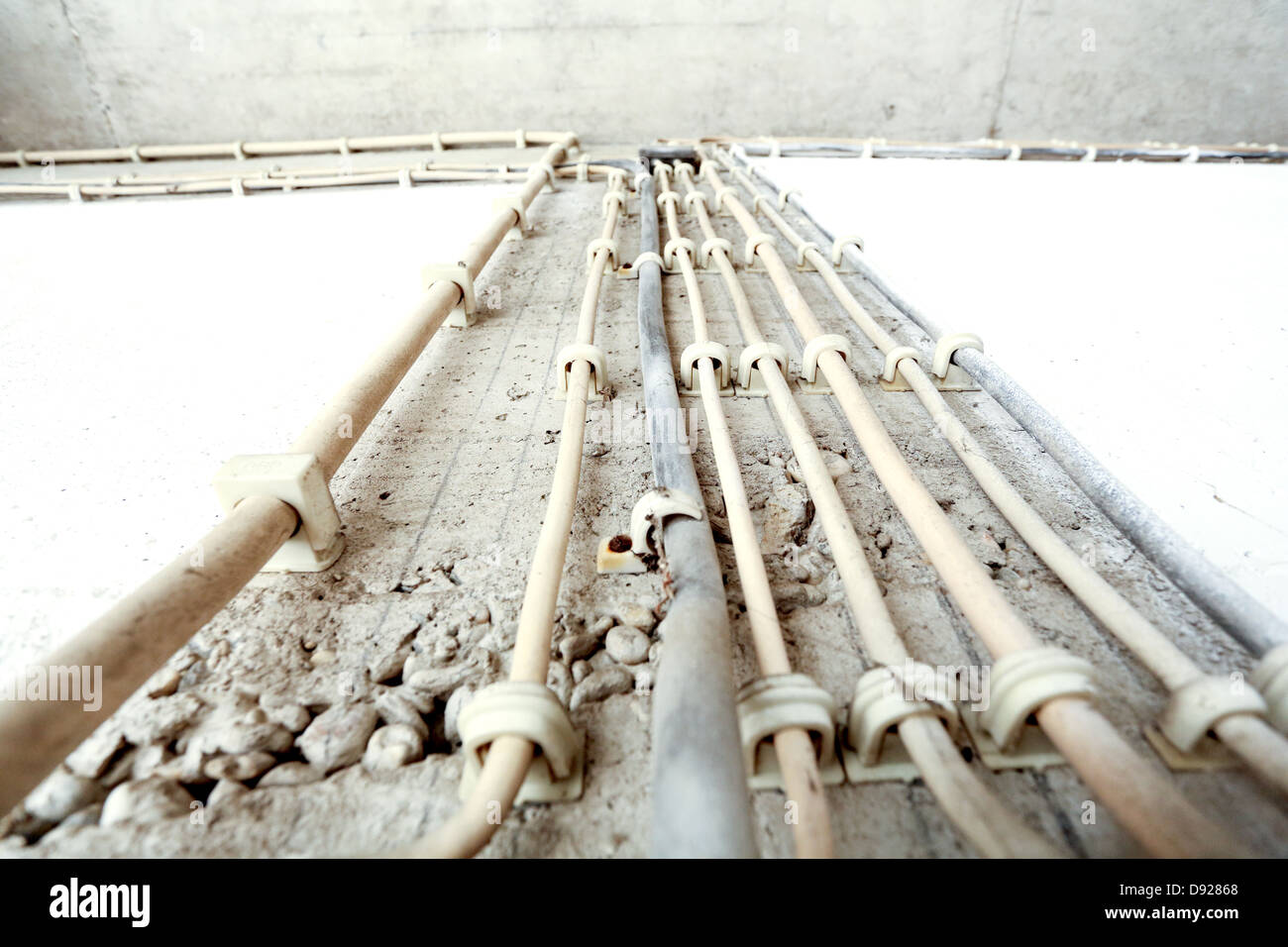 A old electricity installation with cables Stock Photo - Alamy