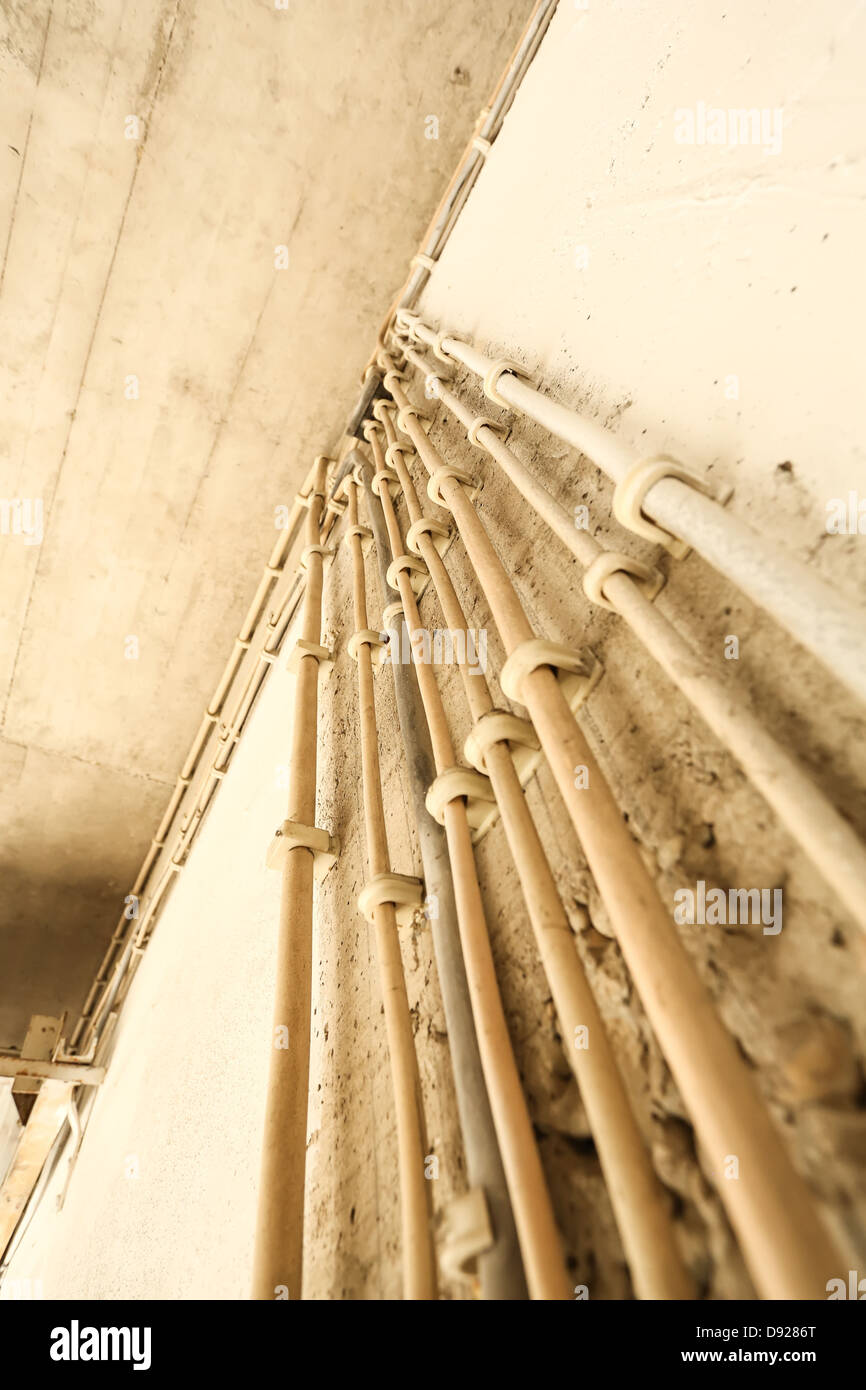 A old electricity installation with cables Stock Photo - Alamy