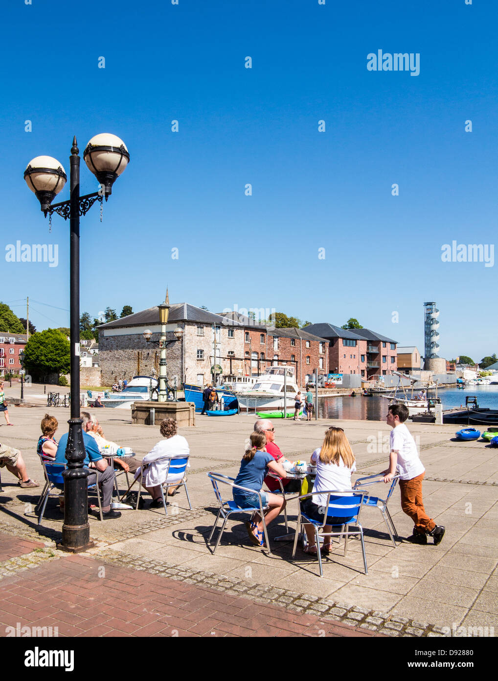 Summer on Exeter Quay beside the river Exe and canal, Exeter, Devon ...