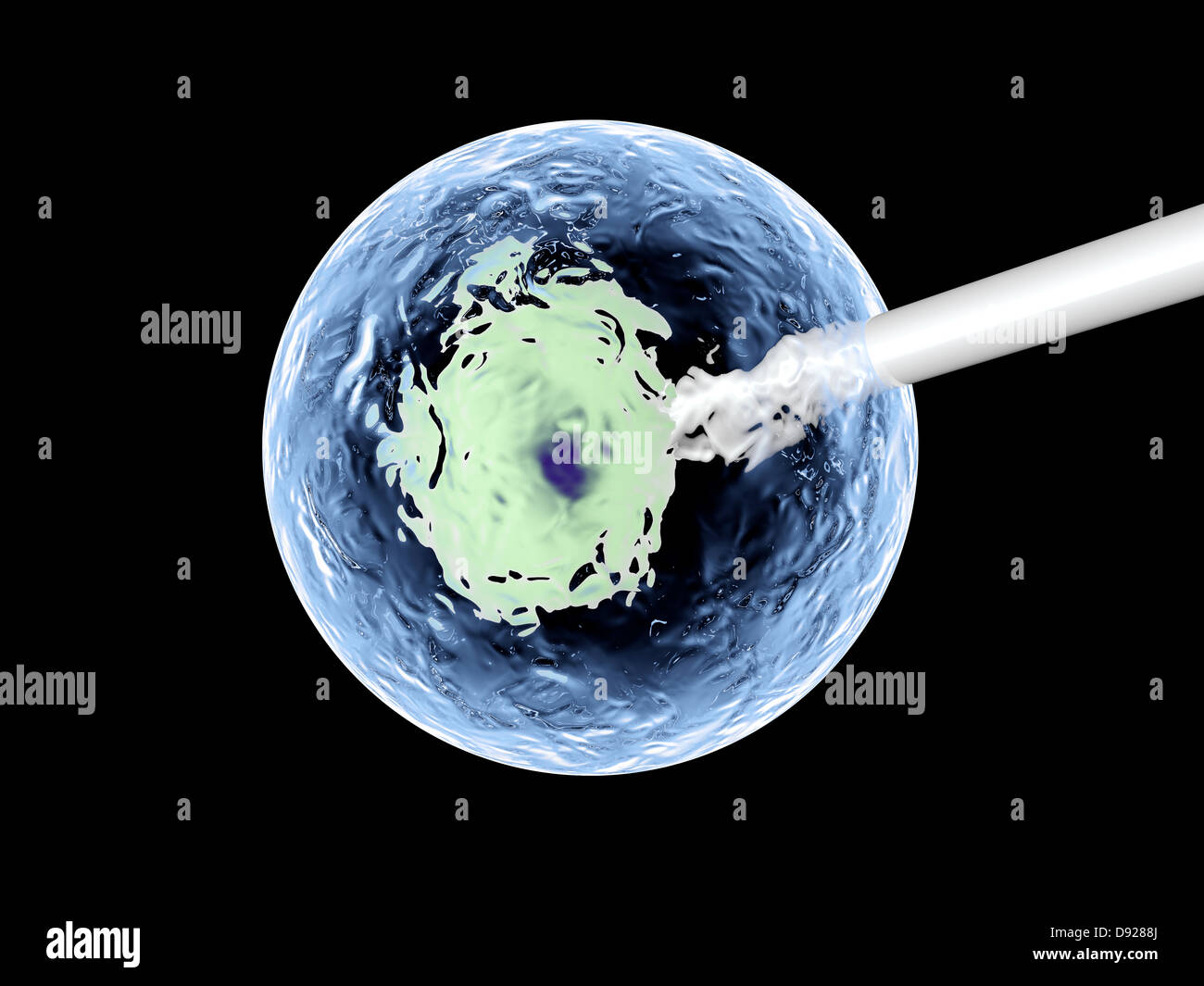 Injecting DNA into a stem cell. 3D rendered Illustration Stock Photo ...
