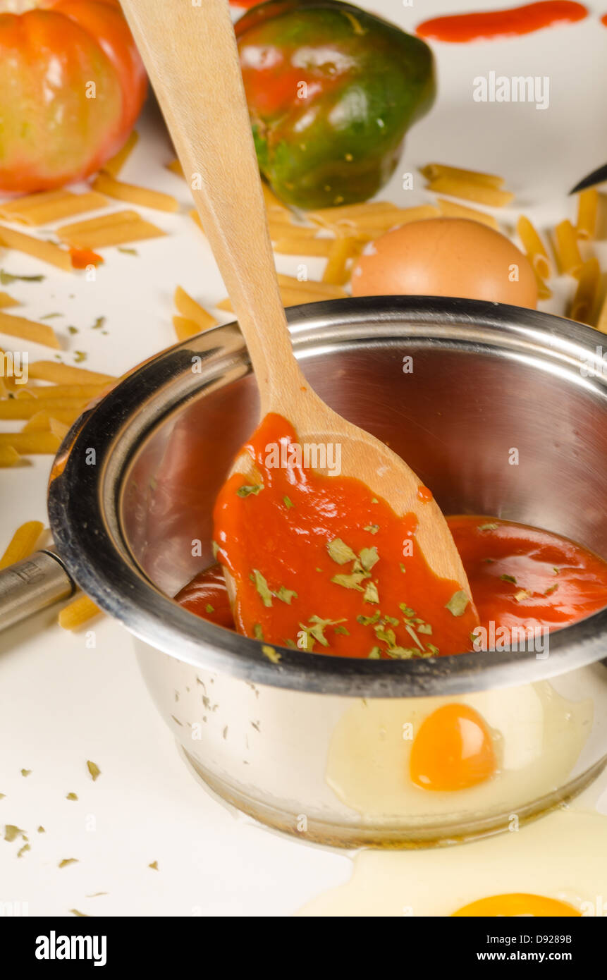 Total mess on a kitchen table, a concept Stock Photo - Alamy