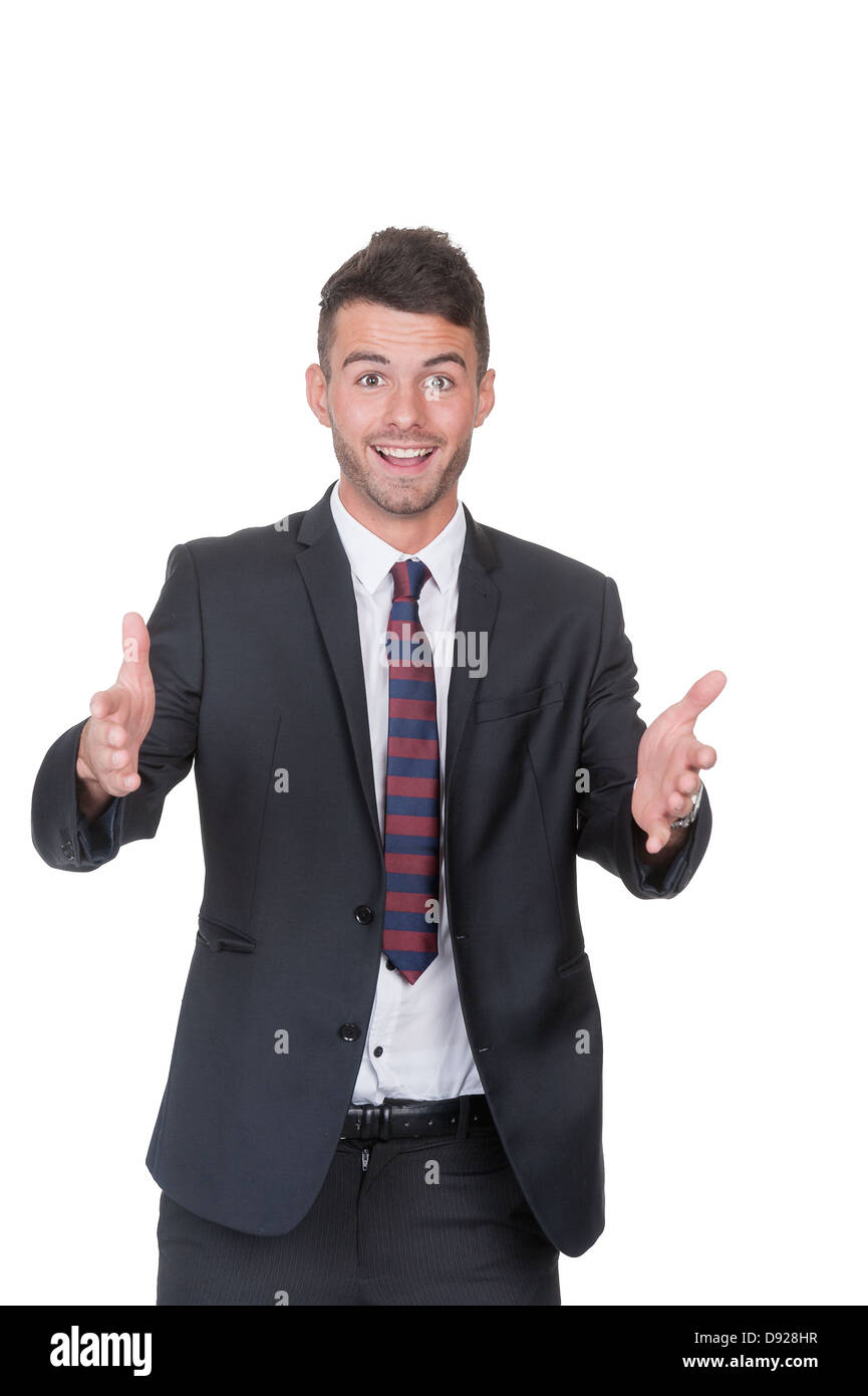 Handsome welcoming man smiling isolated High Resolution Stock ...