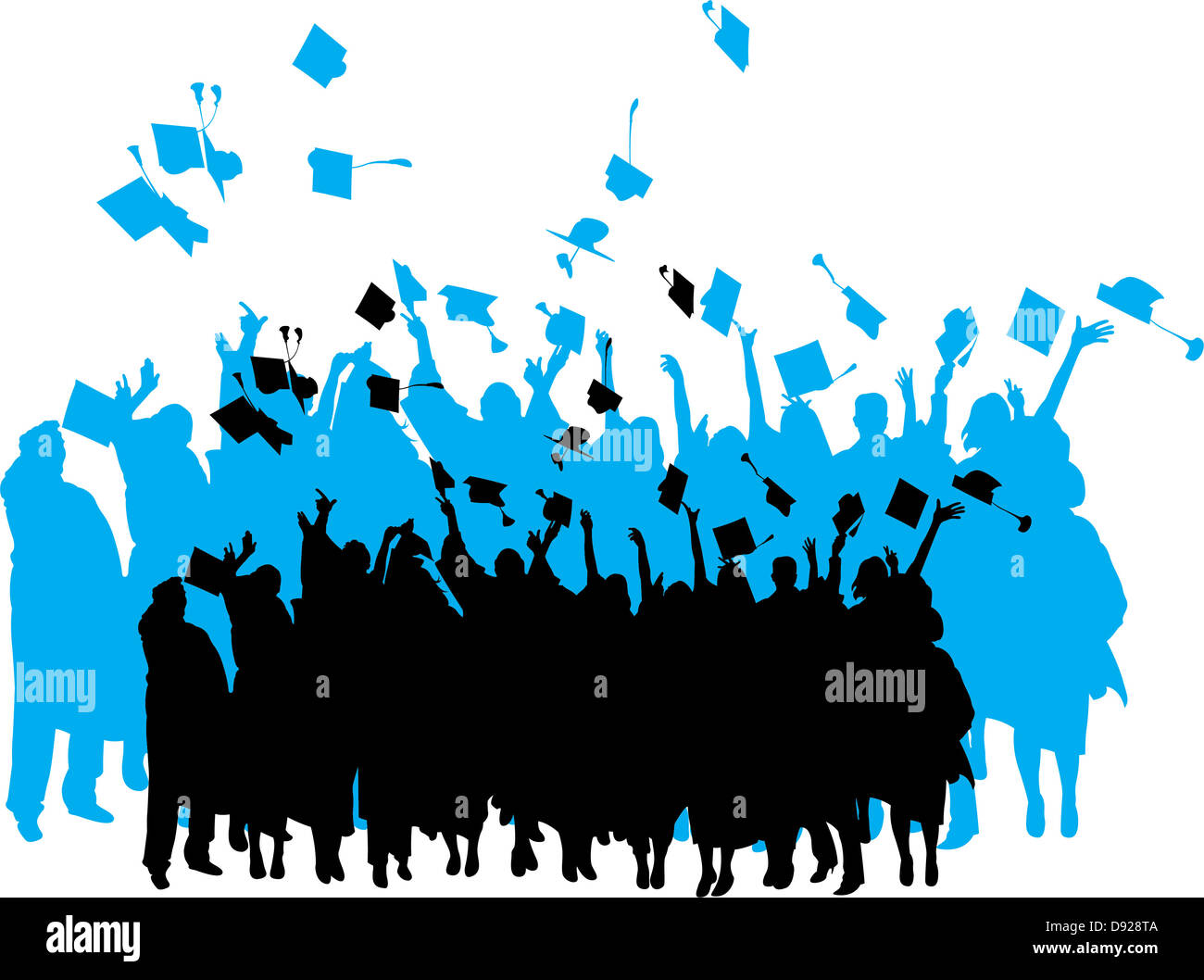 A silhouette of graduate people on white background Stock Photo - Alamy
