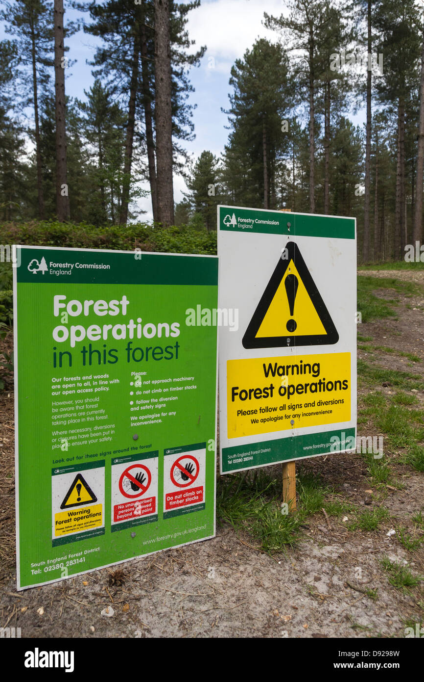 Forest Operations Warning Signs Forestry Commission Stock Photo ...
