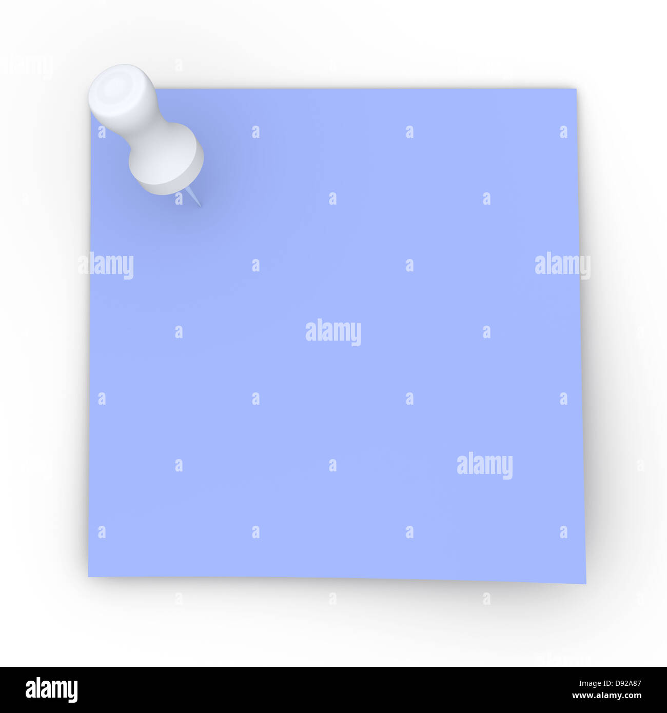 3D rendered Illustration. Blank pinned note. Isolated on white Stock ...
