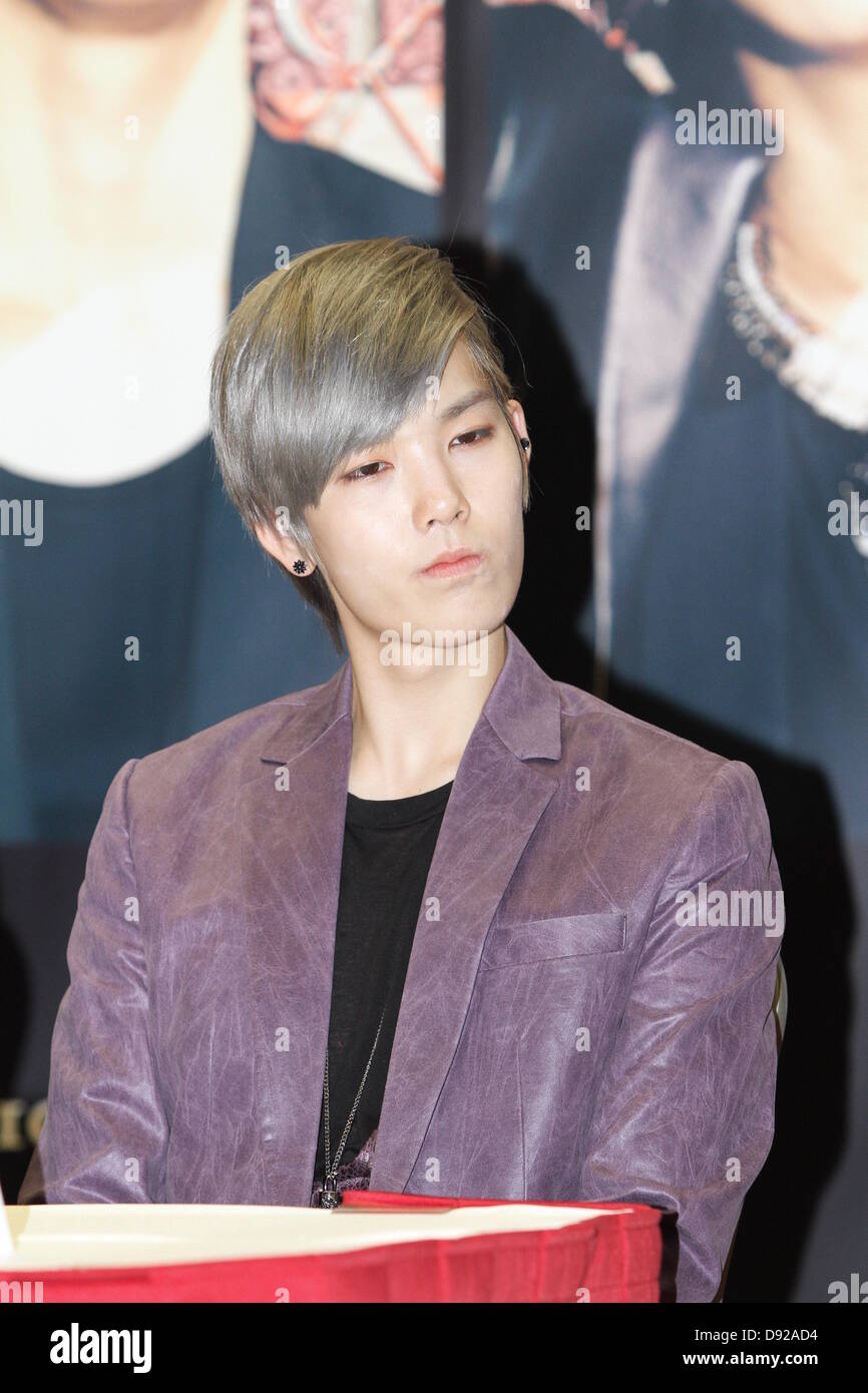 South Korean boy group B.A.P held press conference of their upcoming ...