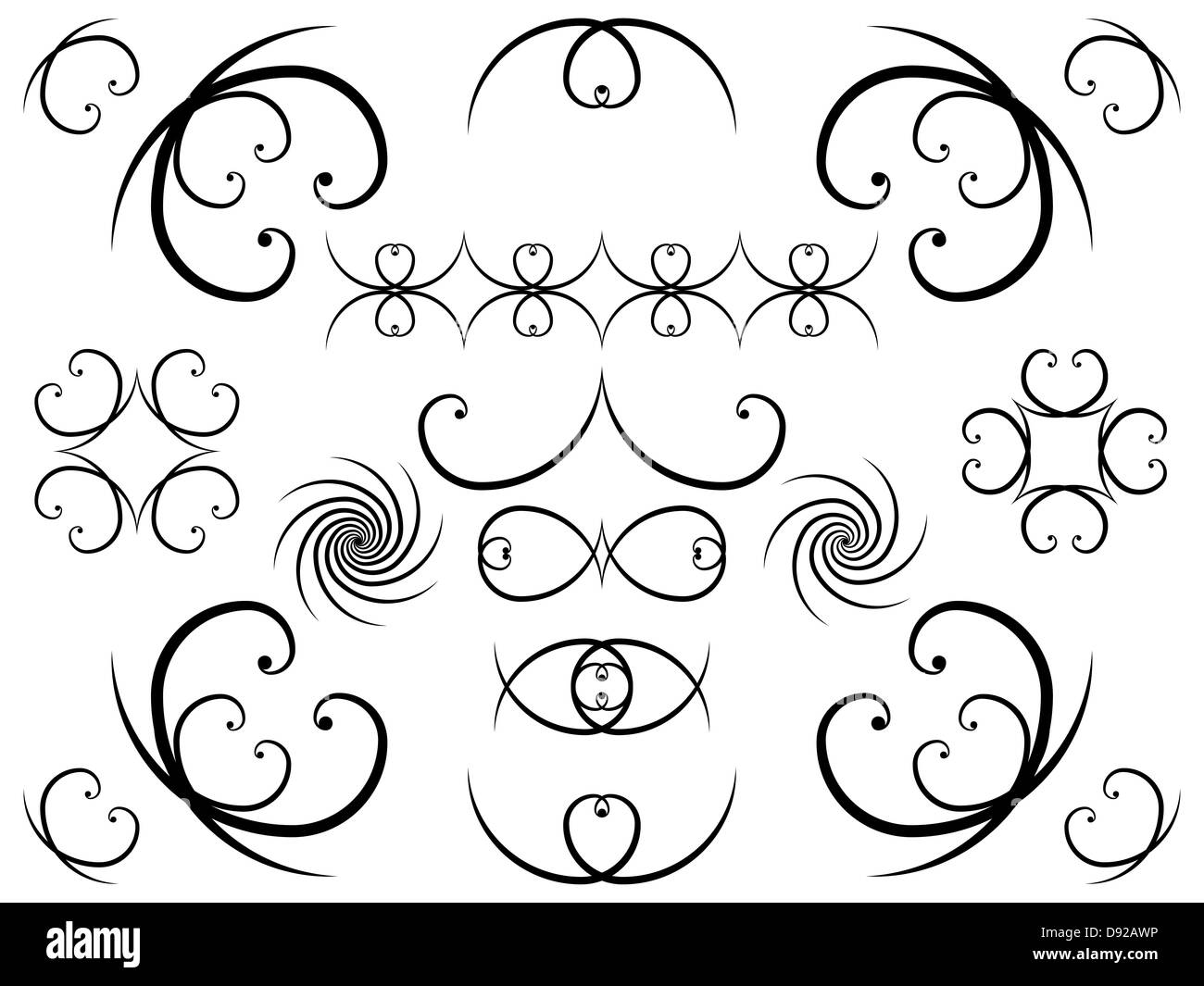 set of calligraphic page design elements Stock Photo - Alamy
