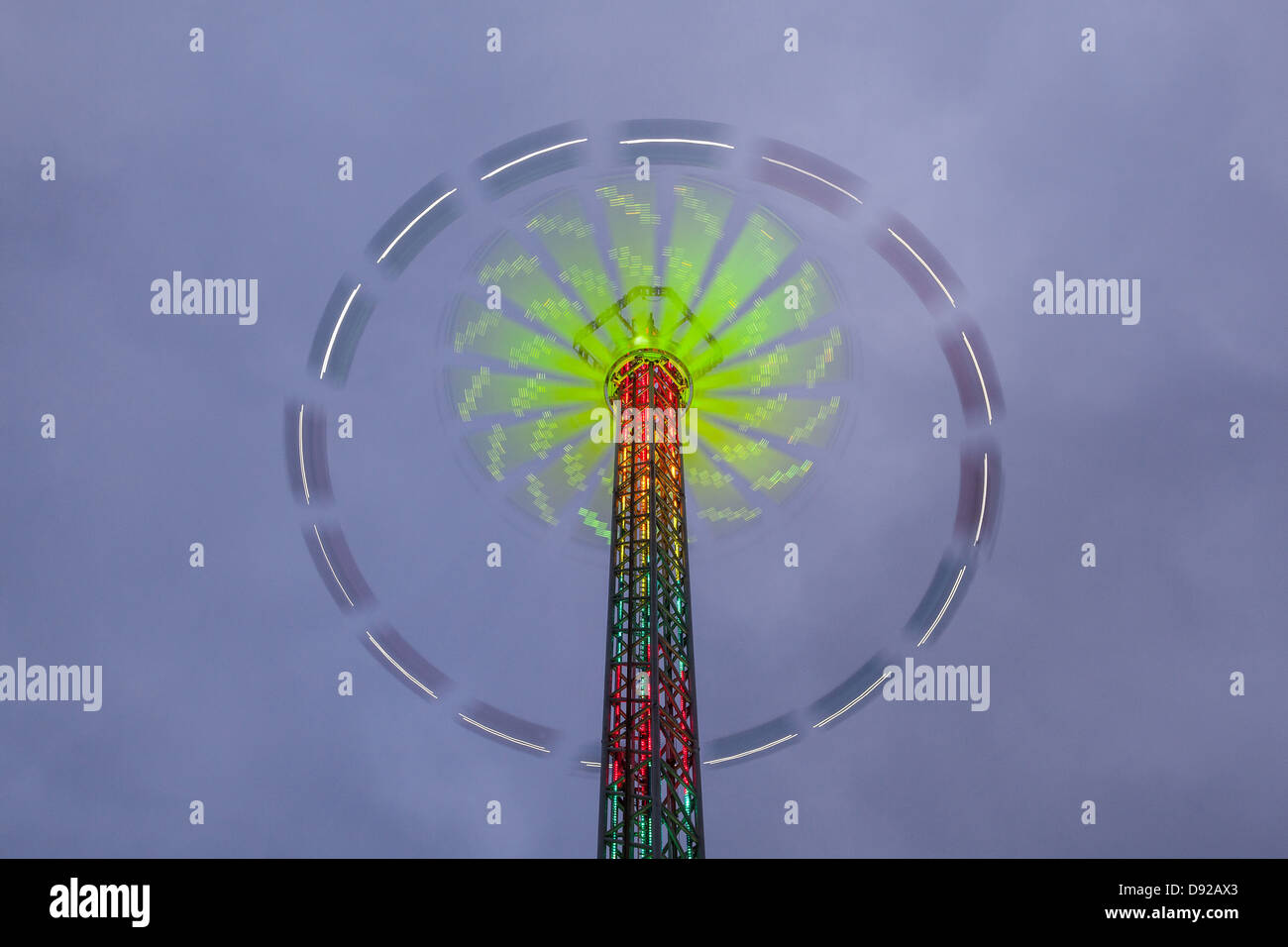 Ferris Wheel Fun. Slow shutter image of a moving ferris wheel in Prague ...