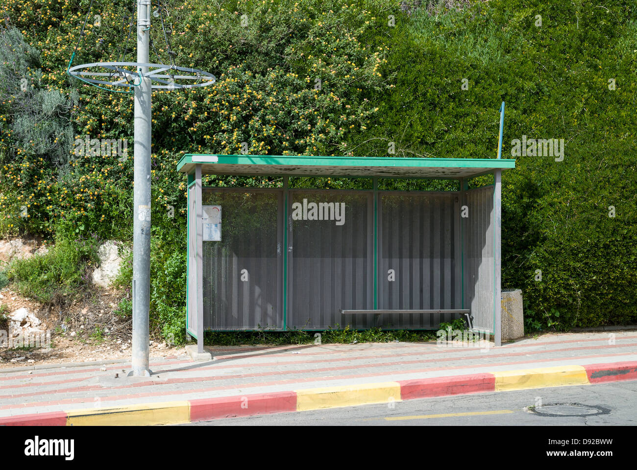 Bus stop on the streets of a city in Israel Stock Photo - Alamy