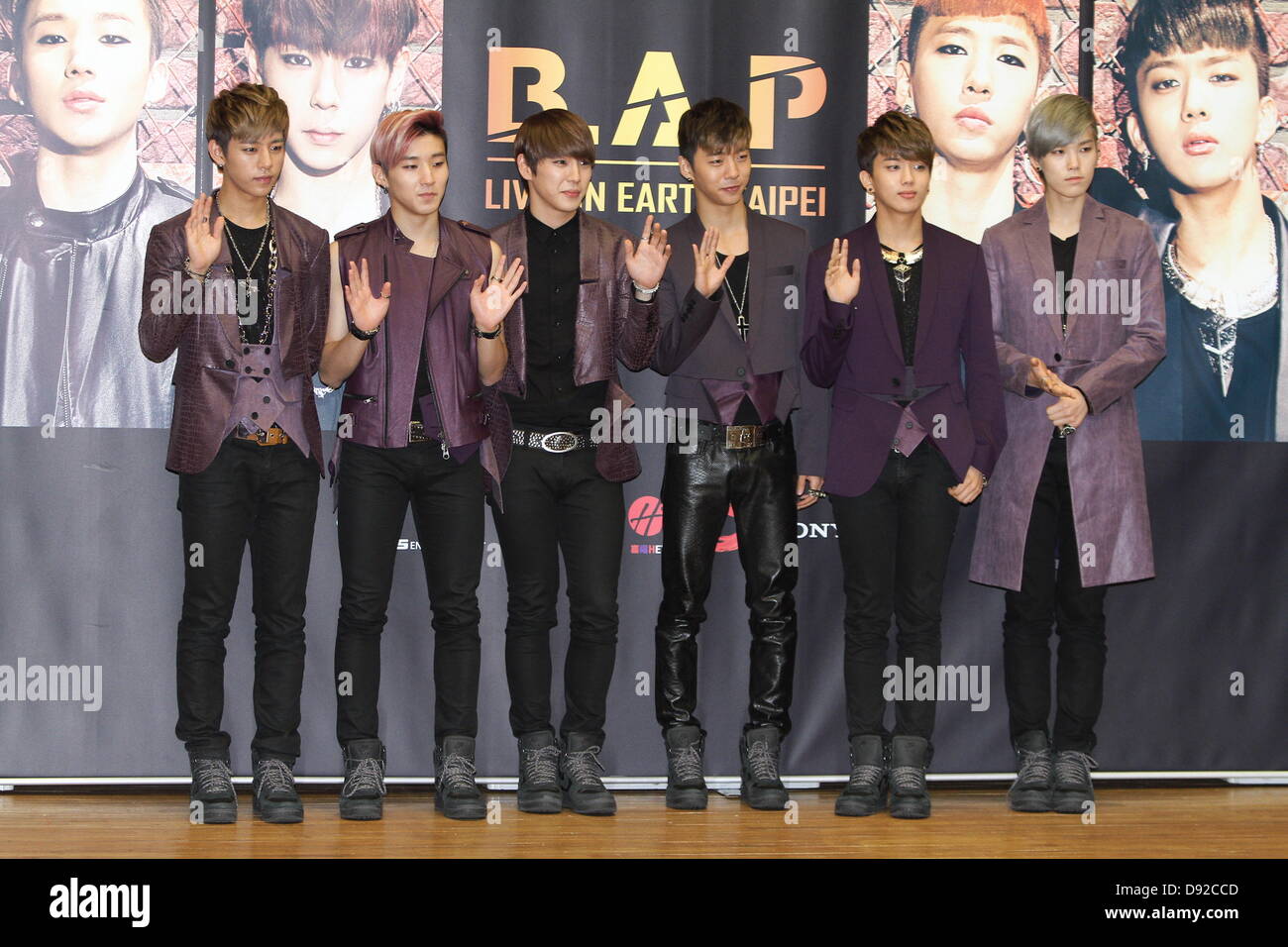 South Korean boy group B.A.P held press conference of their upcoming ...