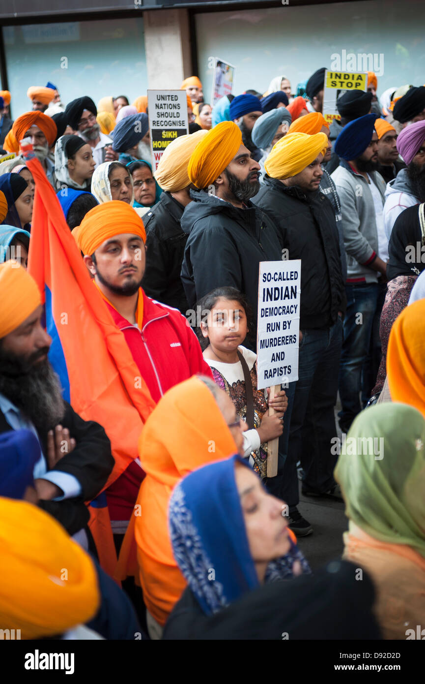 London, UK, 9th June, 2013. Tens of thousands of Sikhs attended a rally ...